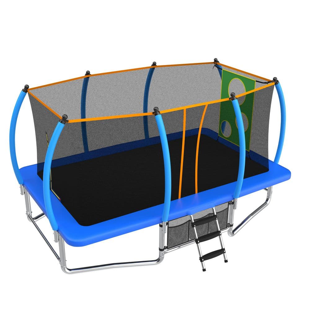 Nestfair 16 ft. Outdoor Blue Long Rectangular Trampoline with Ladder ...