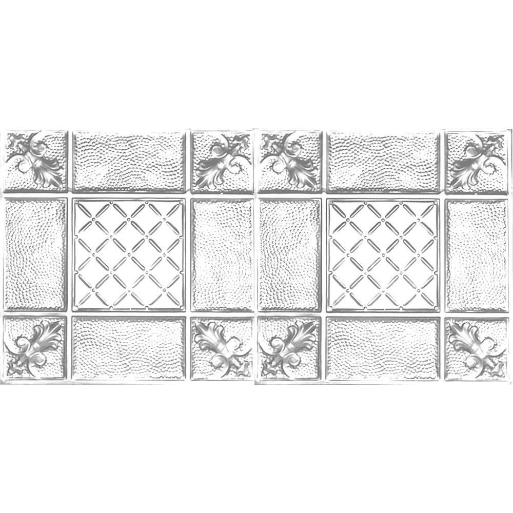 Shanko 2 ft. x 4 ft. Glue Up or Nail Up Tin Ceiling Tile in Brite ...