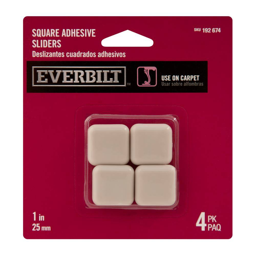 Everbilt 1 in. Square Adhesive Slider (4-Pack) 4701144EB - The Home Depot