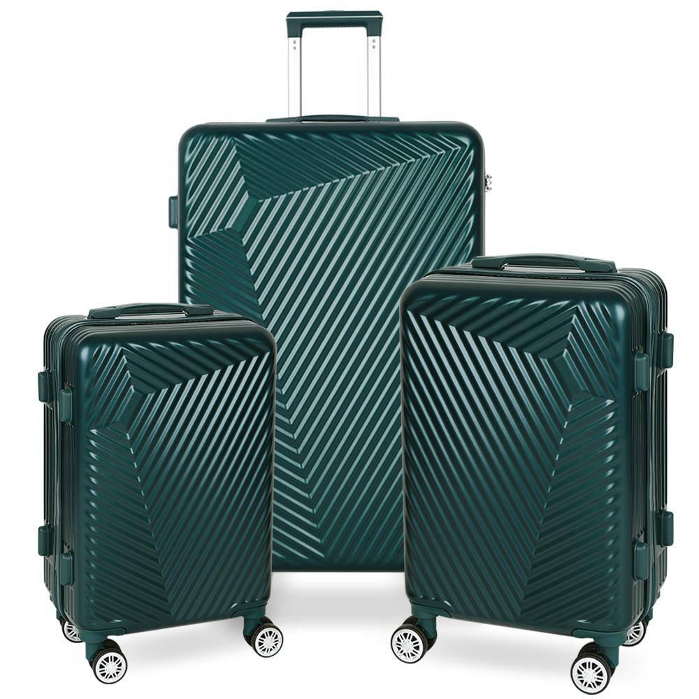 HIKOLAYAE 3-Piece Luggage Set with Luxe Sherpa Blanket - Jade Green ...