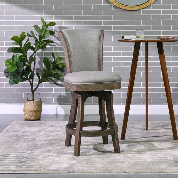 Jennifer Taylor Henry 27 in. Grey Linen Modern Rustic Armless Swivel ...