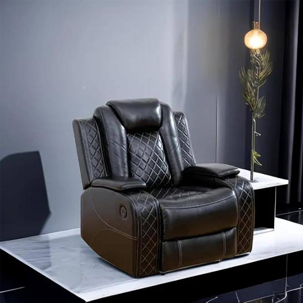Bestier Black Multi-Function Air Leather Recliner Living Room Recliner ...