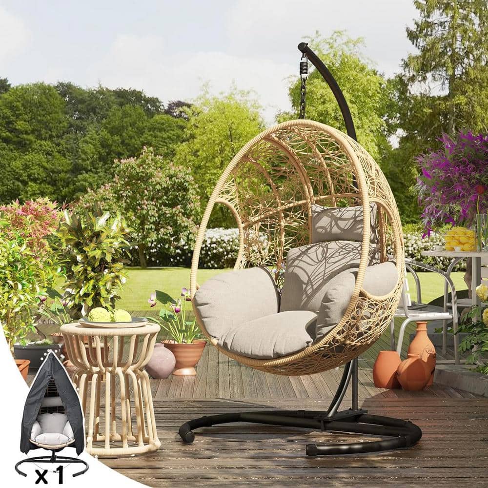 AUTMOON Swing Egg Chair Bird Nest Cage Chair with Stand Comfortable ...