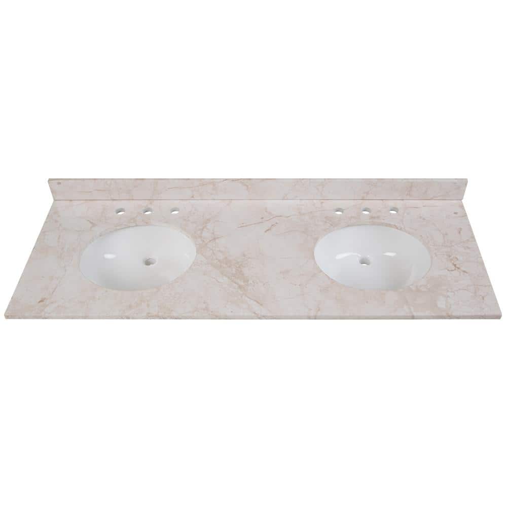 Home Decorators Collection 61 in. W x 22 in. D Stone Effects Cultured ...