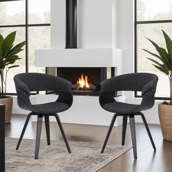 Armen Living Summer Charcoal / Black Fabric Arm Chair (Set of 2 ...