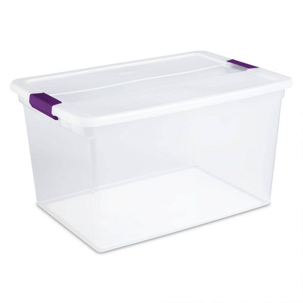 Sterilite ClearView 66-Qt. Plastic Stacking Storage Tote w/ Latch Lid ...