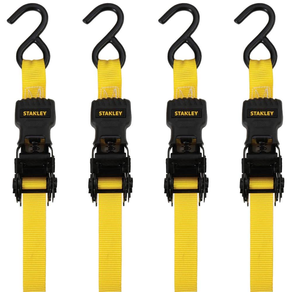 Stanley 1 in. x 12 ft. / 1500 lbs. Break Strength Ratchet Straps (4 ...