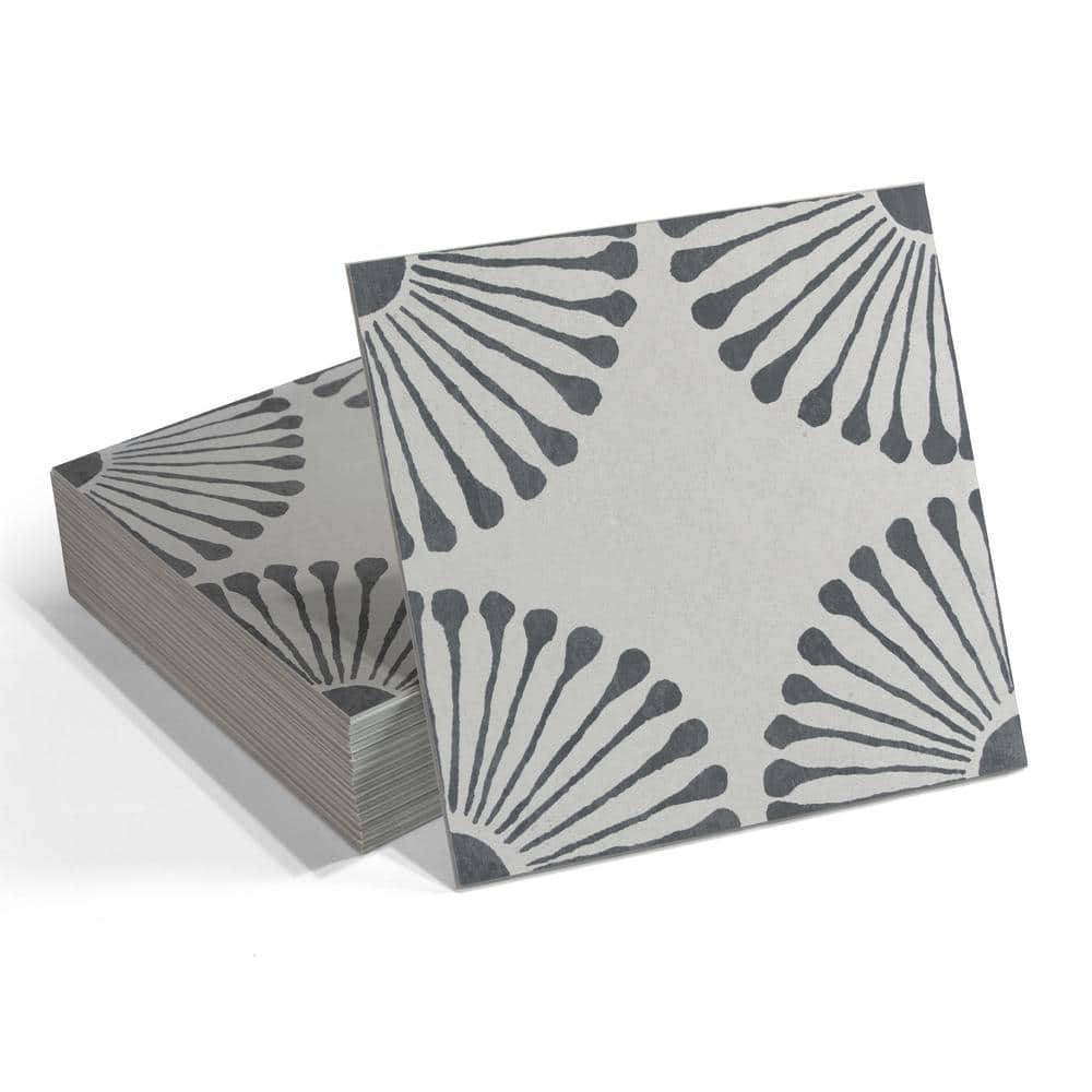 sunwings Patterned Gray 9 in. x 9 in. Sun Flower SPC Peel and Stick ...