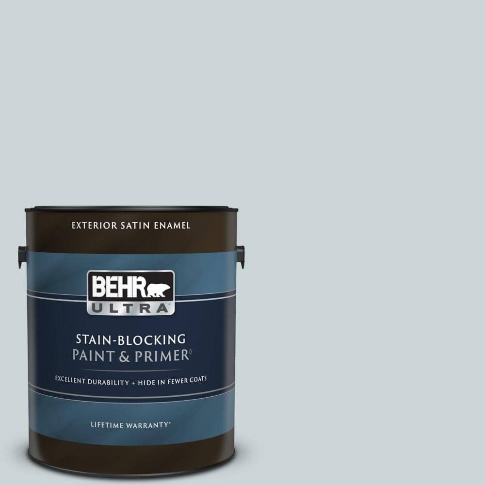 BEHR ULTRA 1 gal. #N470-1 Ash Blue Satin Enamel Exterior Paint & Primer ...