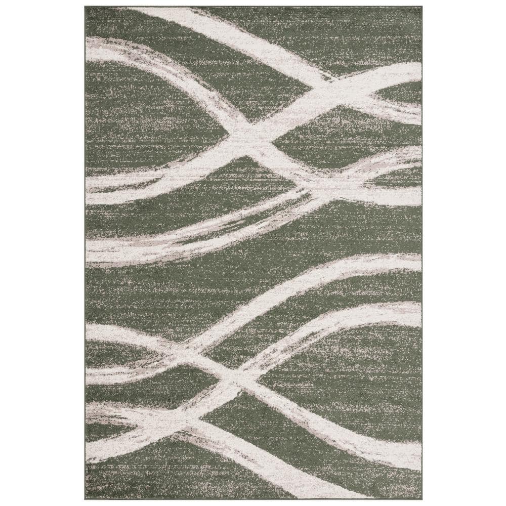 SAFAVIEH Adirondack Dark Green/Ivory 8 ft. x 10 ft. Waves Area Rug ...