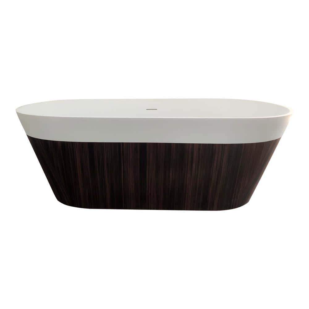 TCYO 63 in. x 30 in. Stone Resin Solid Surface Freestanding Soaking ...