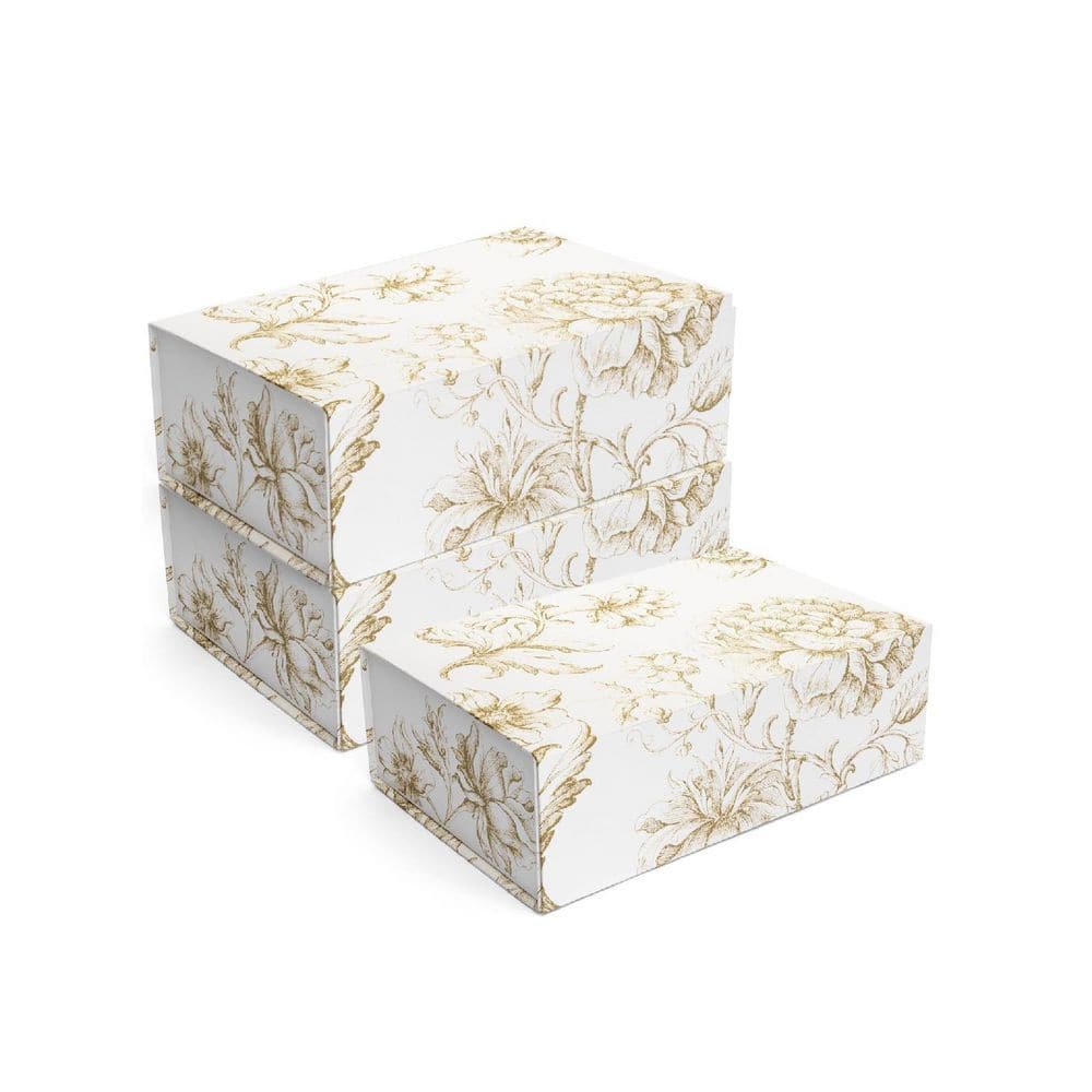 White 12 in. x 4 in. Paper Luxury Keepsake Decorative Box Set of 3 ...