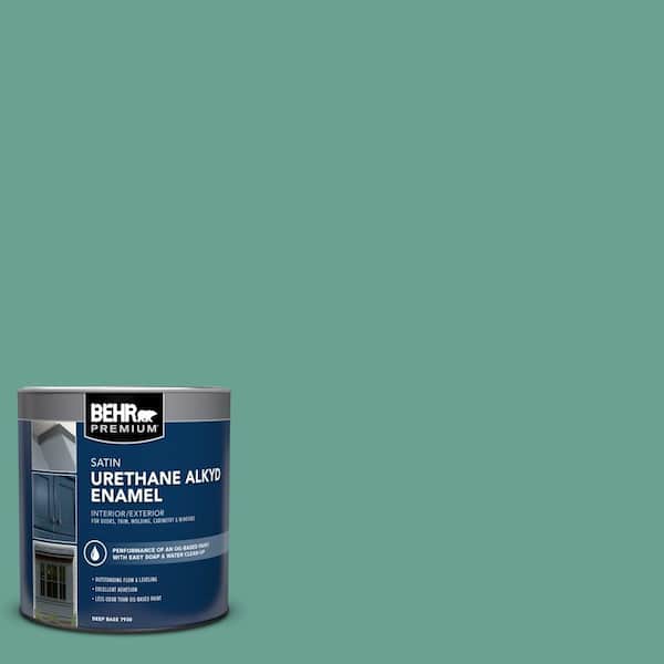 BEHR PREMIUM 1 qt. #T17-15 Jade Dragon Satin Enamel Urethane Alkyd ...