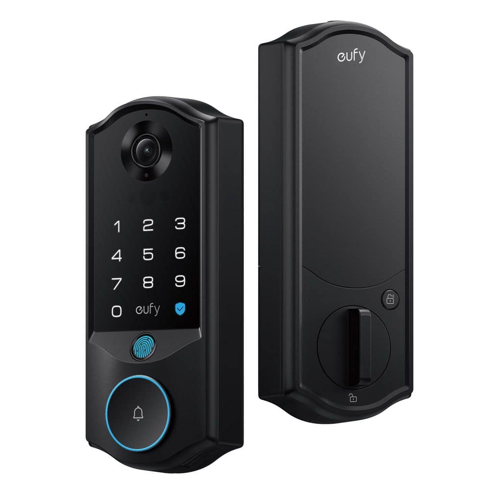 eufy FamiLock E40 Black Thumb-Turn Smart Lock Deadbolt with Facial ...