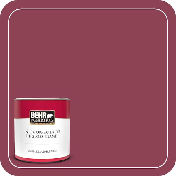 BEHR PREMIUM PLUS 1 qt. #120D-6 Cranberry Splash Hi-Gloss Enamel ...