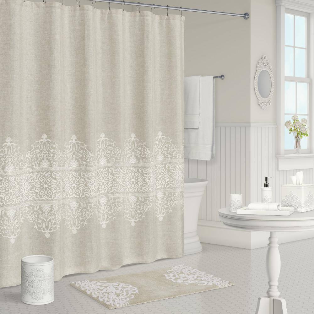 Leanna Polyester Linen Shower Curtain 2836003SC - The Home Depot