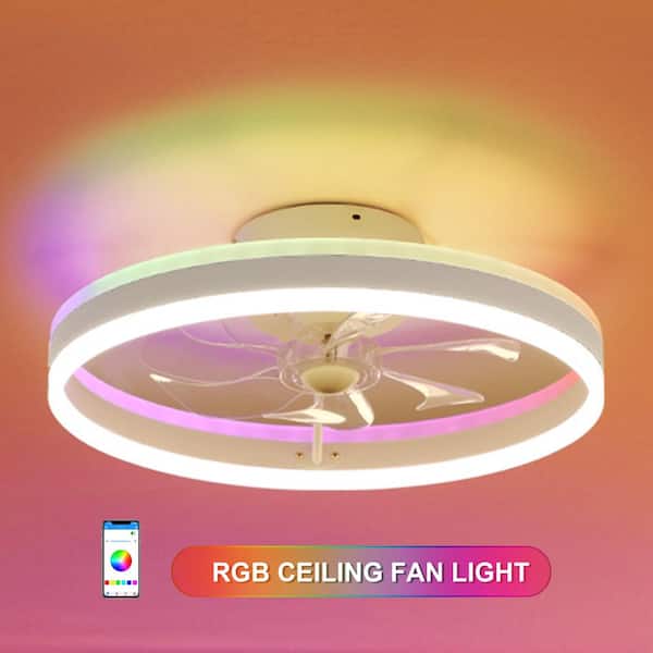 TOZING 21 in. Smart Integrated LED Indoor RGB White Low Profile Flush ...