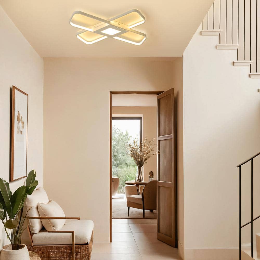 TOZING 25 in. Modern Rectangle White Dimmable Integrated LED Novel ...