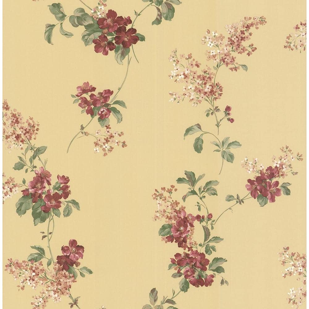 Brewster Madison Yellow Floral Trail Wallpaper Sample 282-64002SAM ...