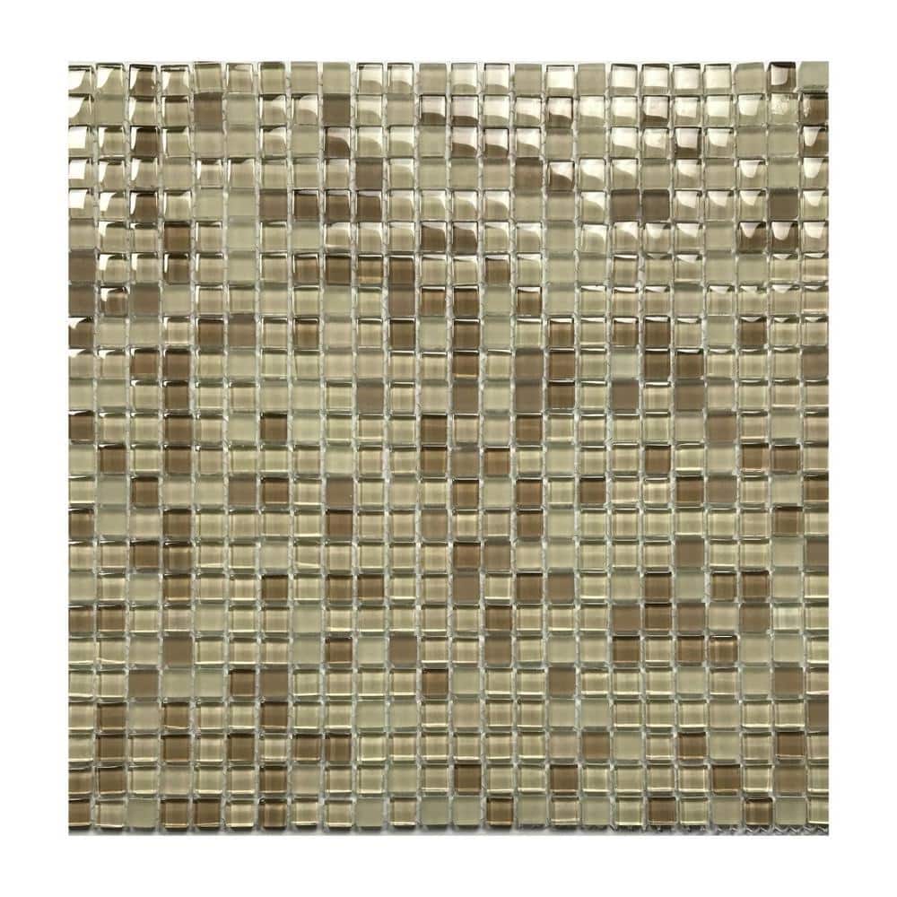 ABOLOS Swimming Pool Sand Beige 12 in. X 12 in. Small Square Glass ...