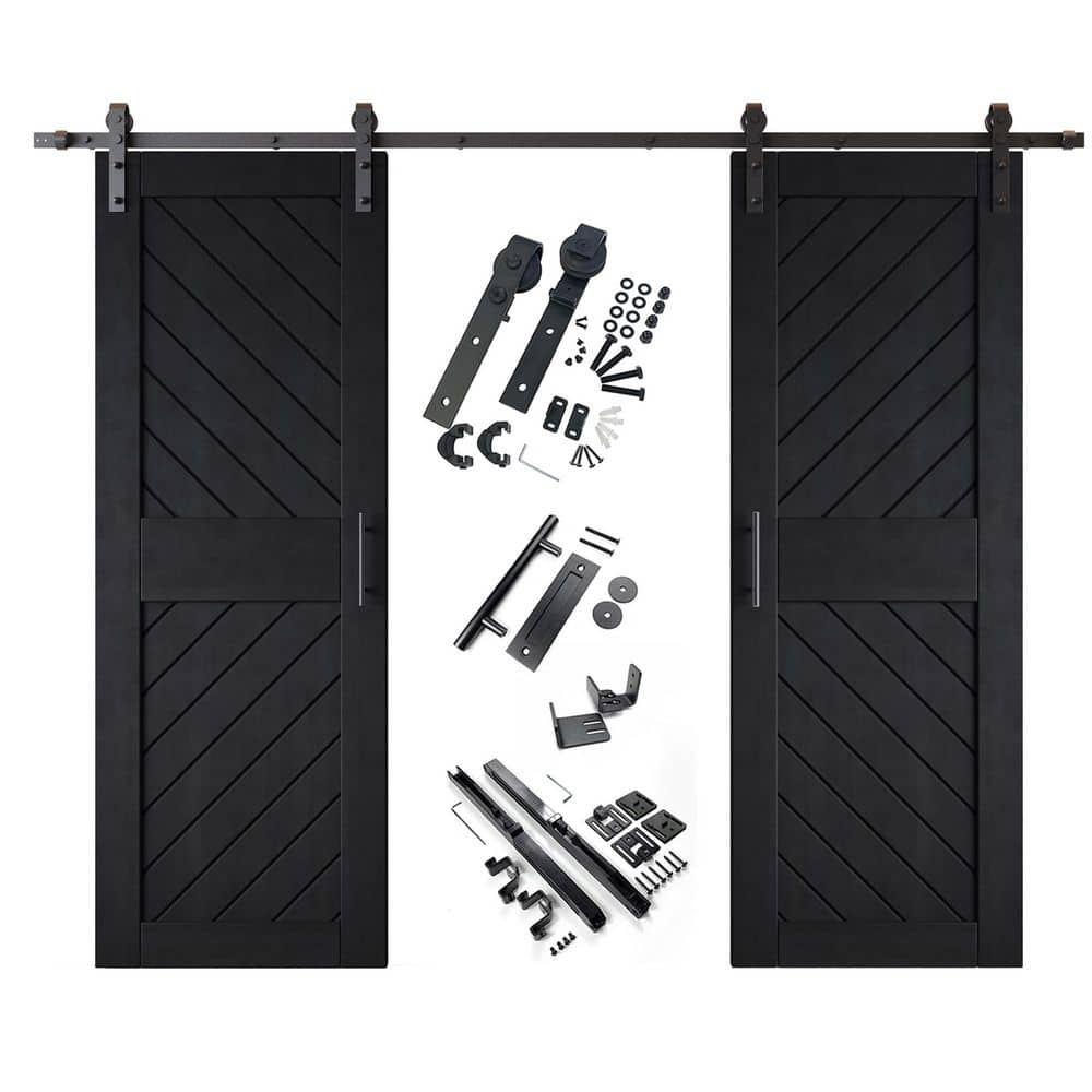 HOMACER XT4 26 in. x 84 in. C-Panel Black Slanted Stripe Design Double ...