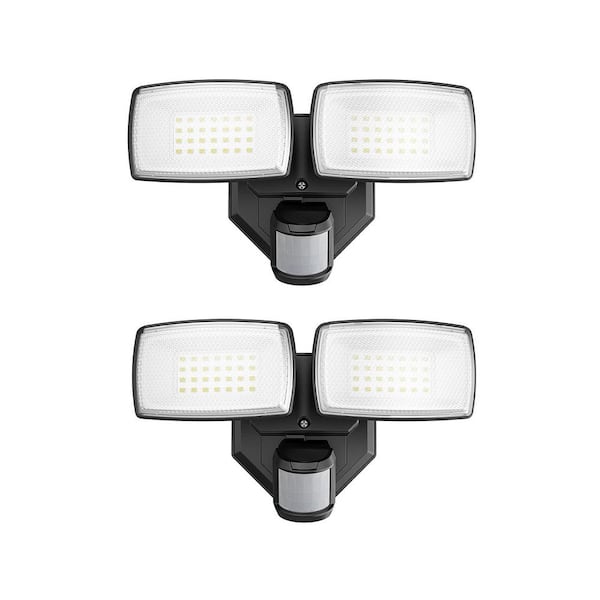 KIYAR 65 Watt Equivalent 6500 Lumen 180 Degree Black Motion Sensing ...