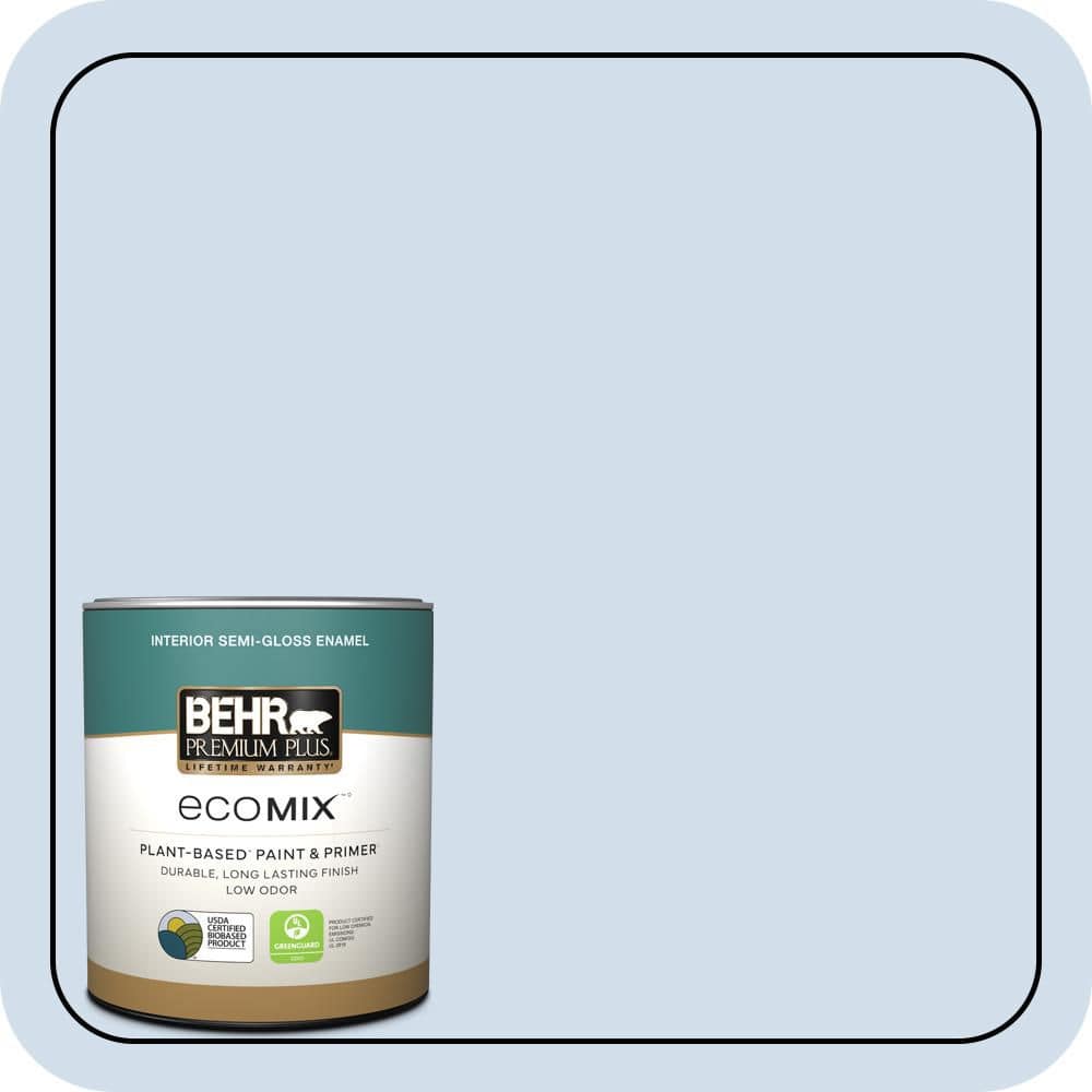 BEHR PREMIUM PLUS 1 qt. #M530-1 Ice Drop Semi-Gloss Enamel EcoMix Plant ...