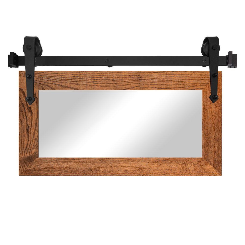 Rayne Mirrors (33 in. W x 24 in. H) Honey Ozark Hardwood Mirror with ...