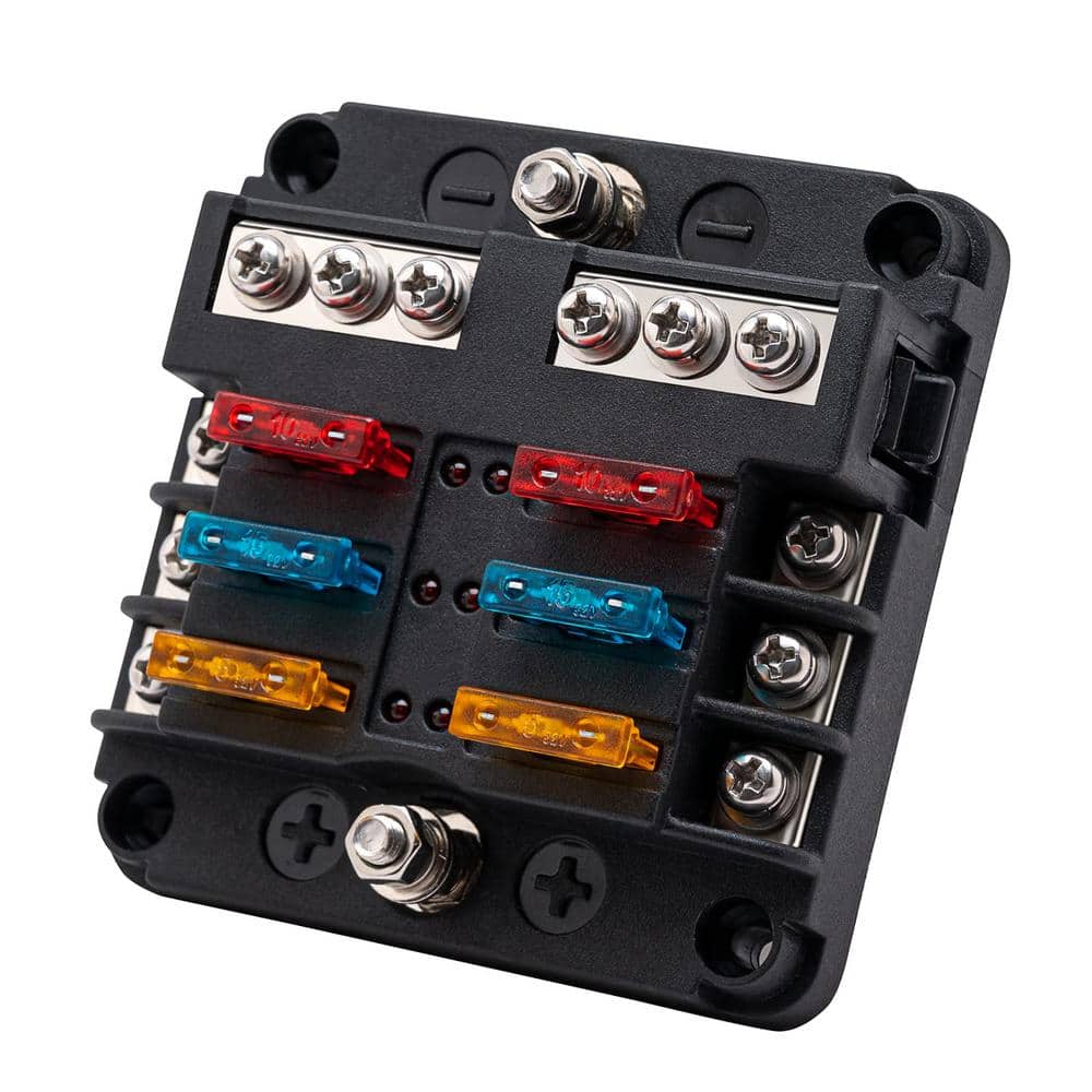 Lukyamzn 6-Way Waterproof Fuse Block Panel with LED Warning Indicator ...