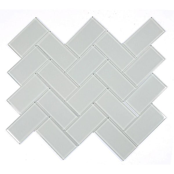 ABOLOS Metro Cubes Snow White 2 in. x 8 in. Glossy Textured Glass ...
