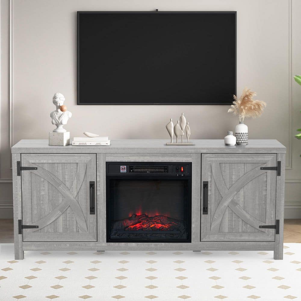IHOMEadore Farmhouse 58 in. Freestanding Media Console Electric ...