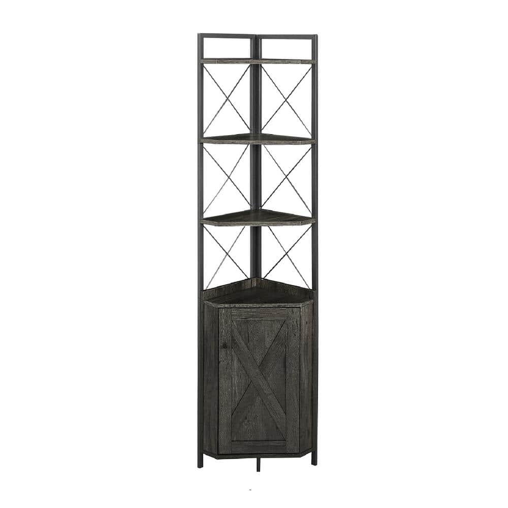 Spaco 70.5 in. Tall Dark Grey Particle Board 5-Tier Corner Shelf ...
