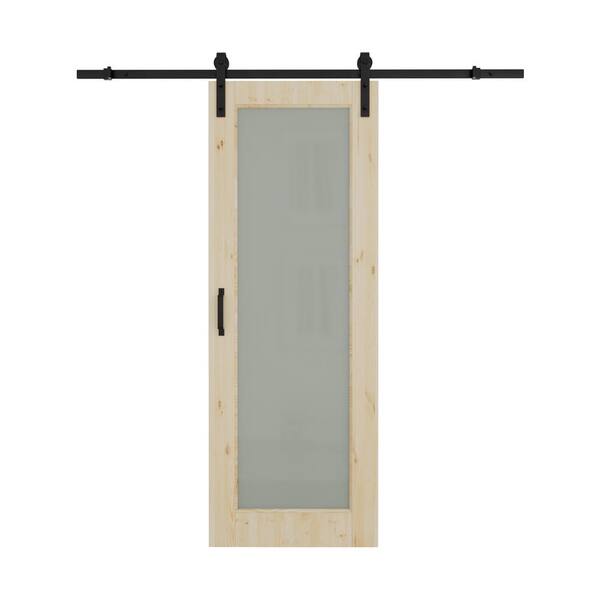 ARK DESIGN 28 in. x 80 in. 1-Lite Tempered Frosted Glass Unfinished ...