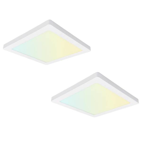 Sofiton 2-Pack 9 in. White New Ultra-Low Profile Integrated LED Flush ...
