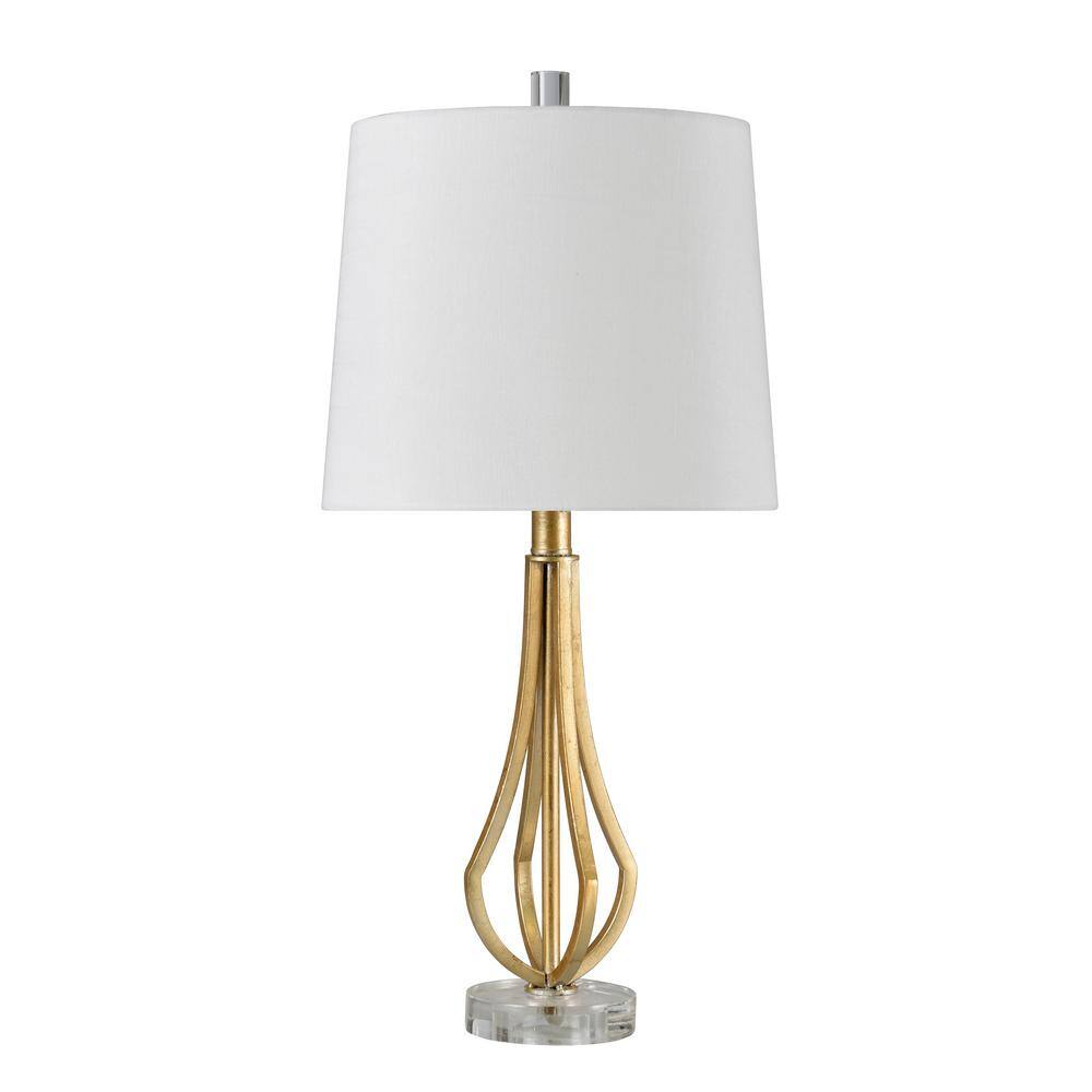 StyleCraft 24 in. Antique Gold Table Lamp with Heavy White Hardback ...