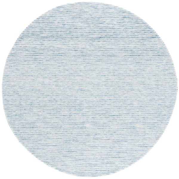 SAFAVIEH Audrey 6 ft. x 6 ft. Blue/Ivory Parallel Striped Round Area ...