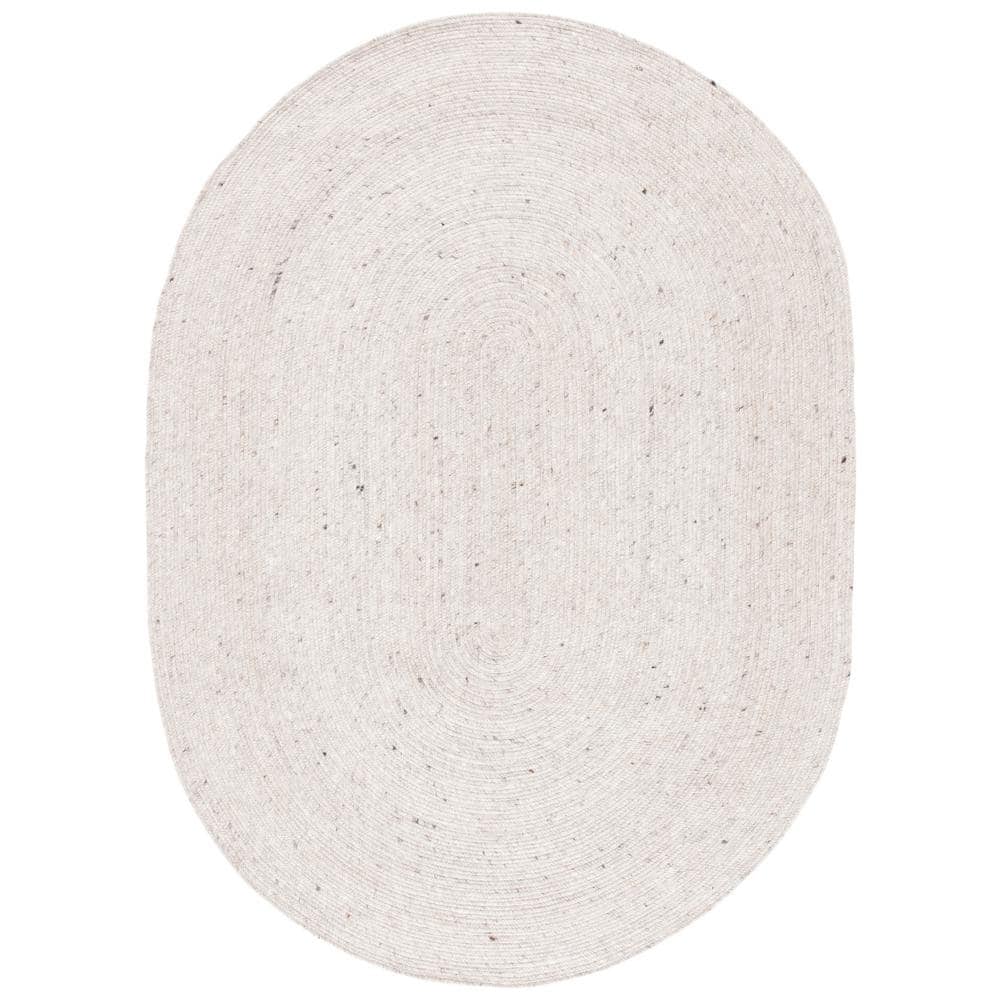 SAFAVIEH Braided Beige 4 ft. x 6 ft. Oval Speckled Solid Color Area Rug ...