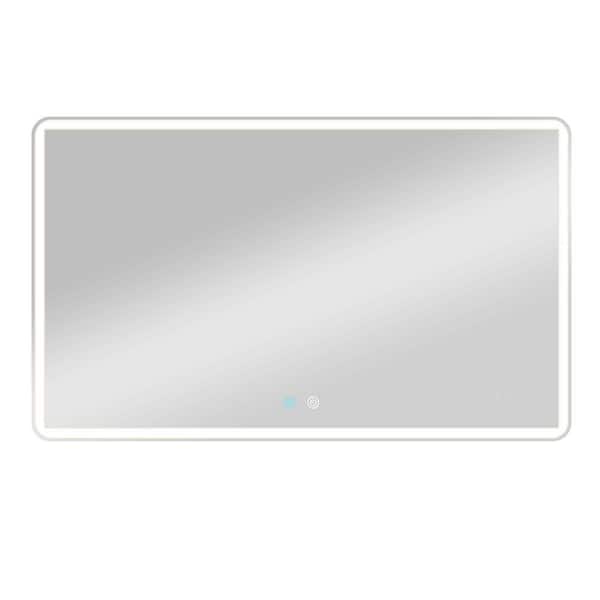 59 in. W x 35.5 in. H Rectangular Frameless Anti-Fog LED Dimmable Wall ...