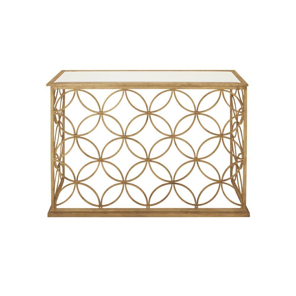 Litton Lane 47 in. Gold Extra Large Rectangle Metal Geometric Console ...
