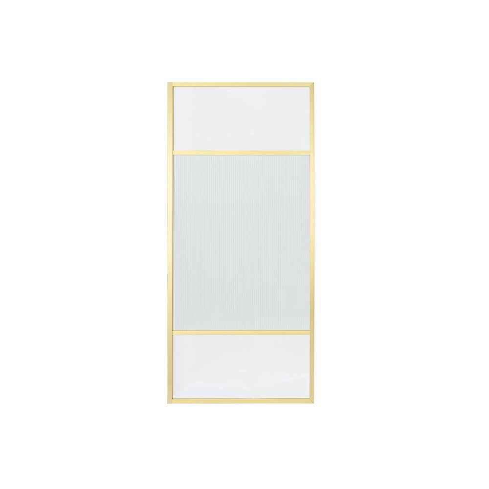 ROSWELL Tafalla 34" W x 74" H Frameless Fixed Glass Panel in Brushed ...