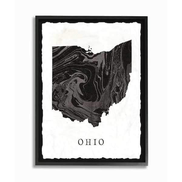 Stupell Industries 11 in. x 14 in. "Black and Grey Marbled Paper Ohio ...