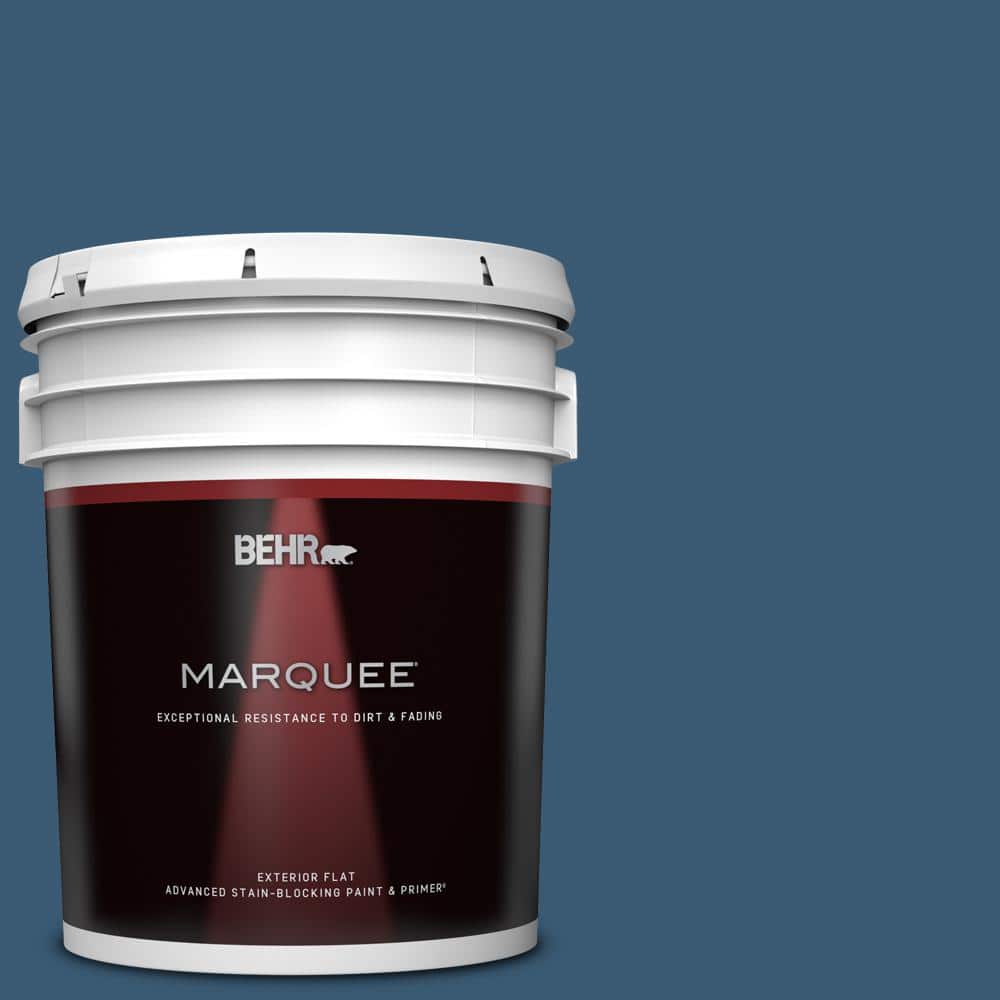 BEHR MARQUEE 5 gal. #M500-6 Express Blue Flat Exterior Paint & Primer ...