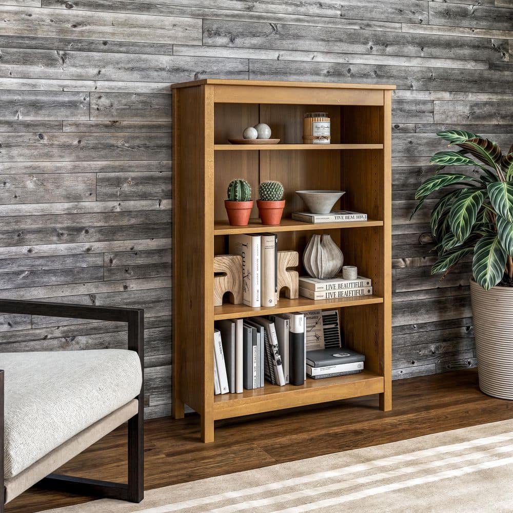 Camaflexi Shaker Style Mocha 48 in. Tall Solid Wood Bookcase SHK422 ...