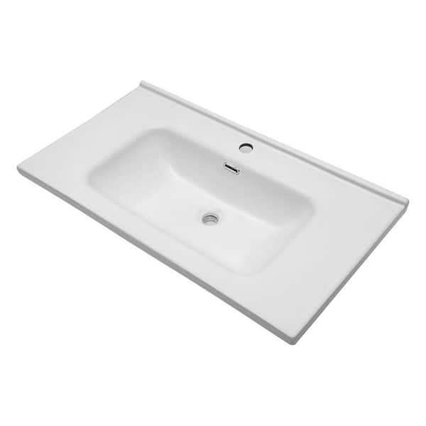 Tenleaf 35 in. W x 20 in. D Rectangular Ceramic Vanity Top in White ...