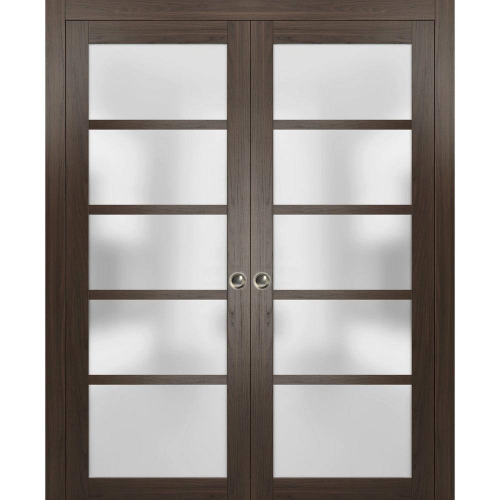 Sartodoors 48 in. x 84 in. 2 Panel Chocolate Ash Finished Solid MDF ...