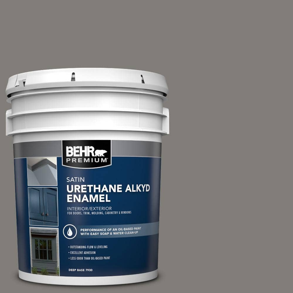 BEHR PREMIUM 5 gal. #PPU24-21 Greyhound Urethane Alkyd Satin Enamel ...