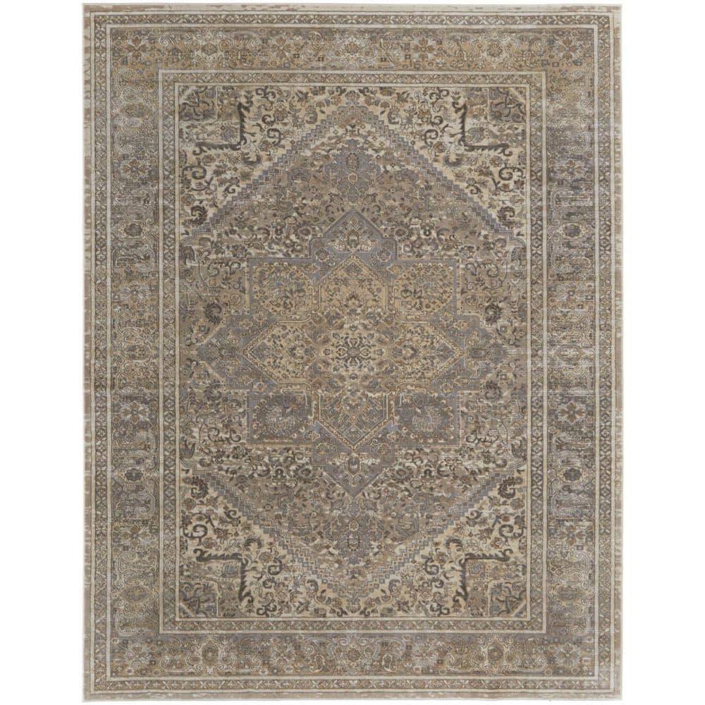 HomeRoots 4 ft. x 6 ft. Tan and Brown Floral Area Rug 2000513135 - The ...