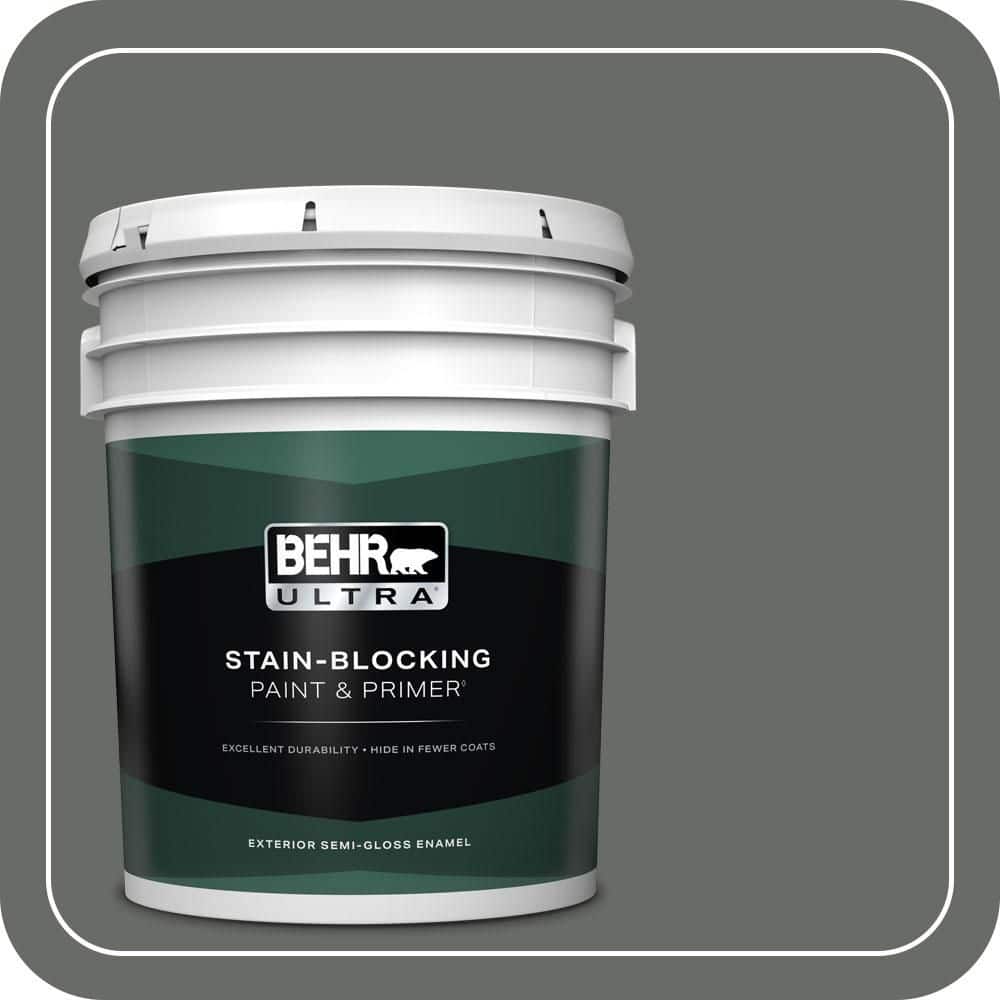BEHR ULTRA 5 gal. #BNC-26 Lunar Basalt Semi-Gloss Enamel Exterior Paint ...