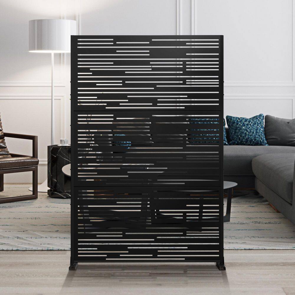 6 ft. x4 ft. Black Outdoor Metal Galvanized Privacy Screen Fence Garden ...