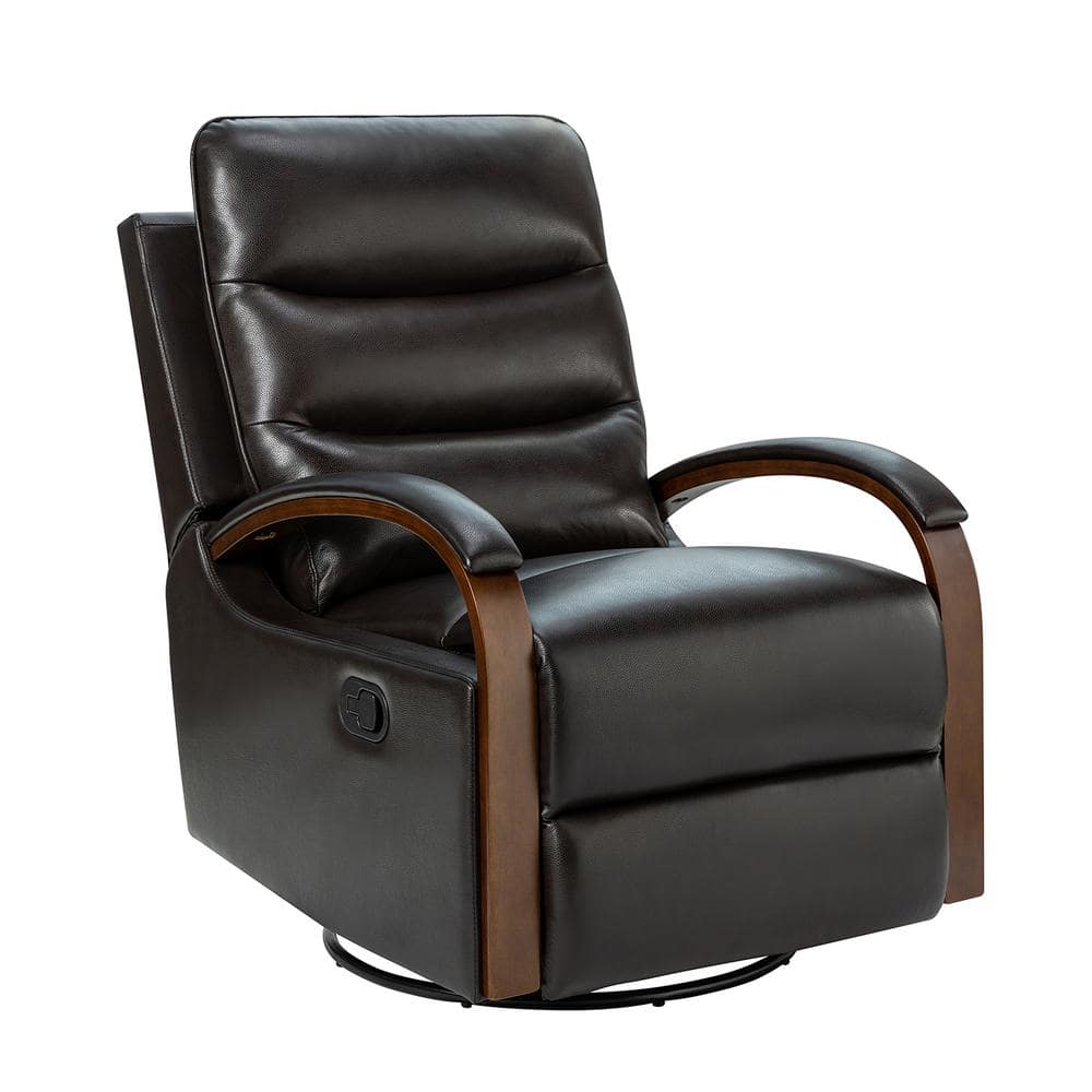 JAYDEN CREATION Joseph Charcoal Genuine Leather Swivel Rocking Manual ...